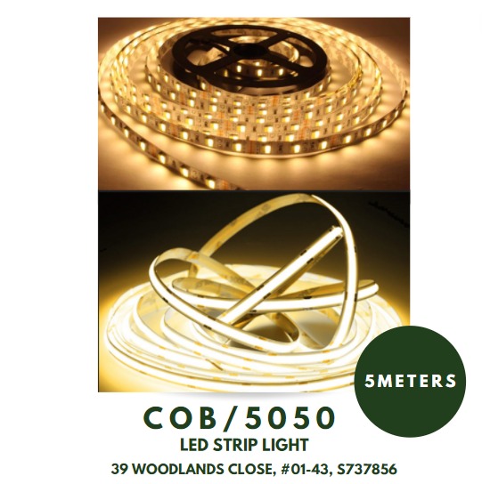 COB 5050 LED Strip Light 5Meters Daylight Warm White Cool White ...