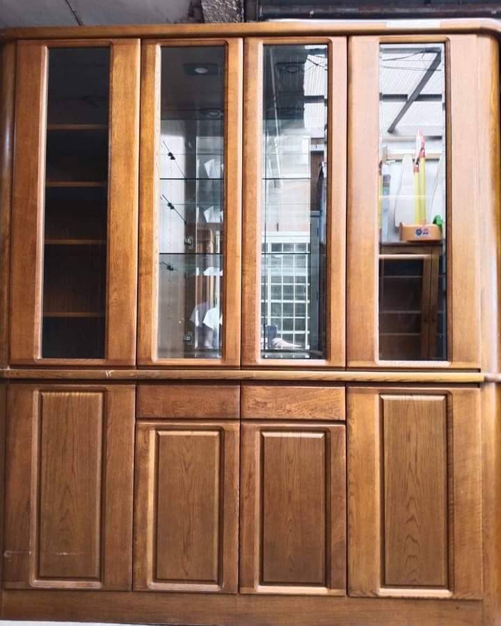 Displayer Cabinet/Platera H75 L69 W18 inches Solid wood Glass Doors ...