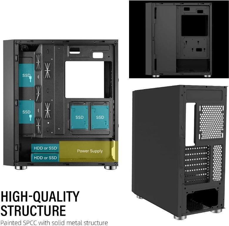 GOLDEN FIELD- Magician Mid Tower ATX/MATX Case, High Airflow Mesh Front ...