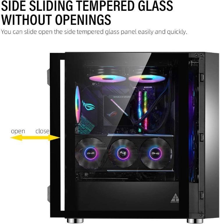 GOLDEN FIELD- Magician Mid Tower ATX/MATX Case, High Airflow Mesh Front ...