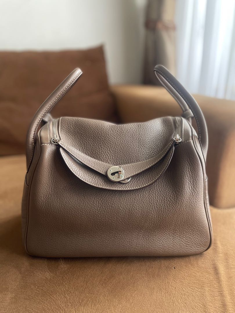 Hermes Lindy 30 Etoupe Clemence, Luxury, Bags & Wallets on Carousell