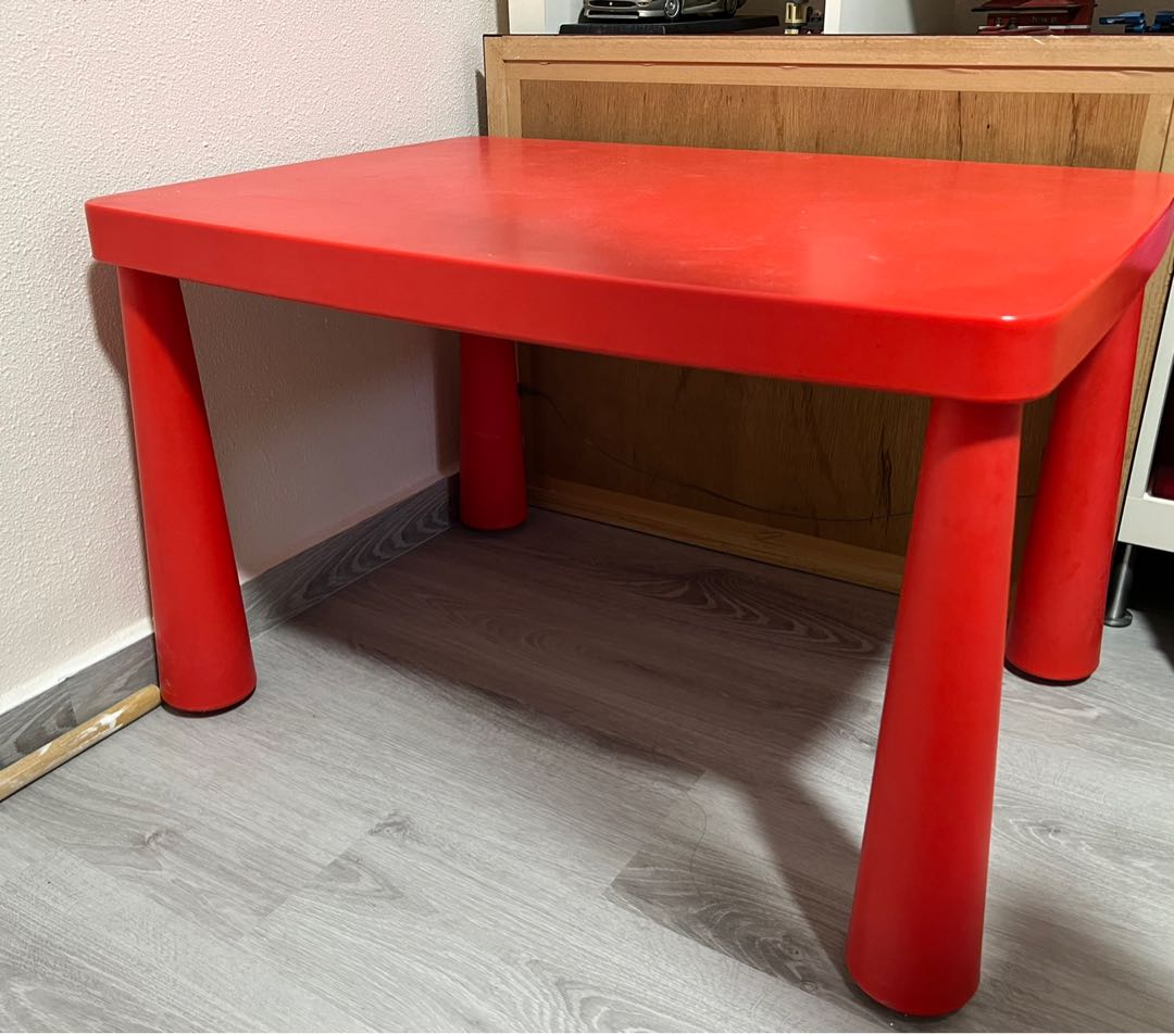 Ikea children's table in red, Furniture & Home Living, Furniture ...