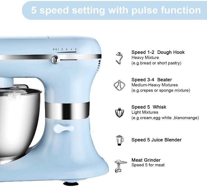 Aifeel Kitchen Mixers, 5L Stand Mixer 1200W Power Motor, Multifunction ...