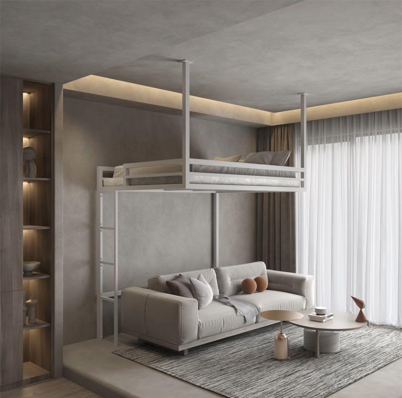 Steel Legless Ceiling Mounted Loft Bed System, Furniture & Home Living ...