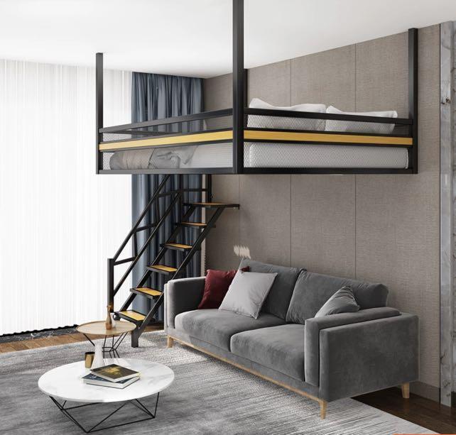 Steel Legless Ceiling Mounted Loft Bed System, Furniture & Home Living ...