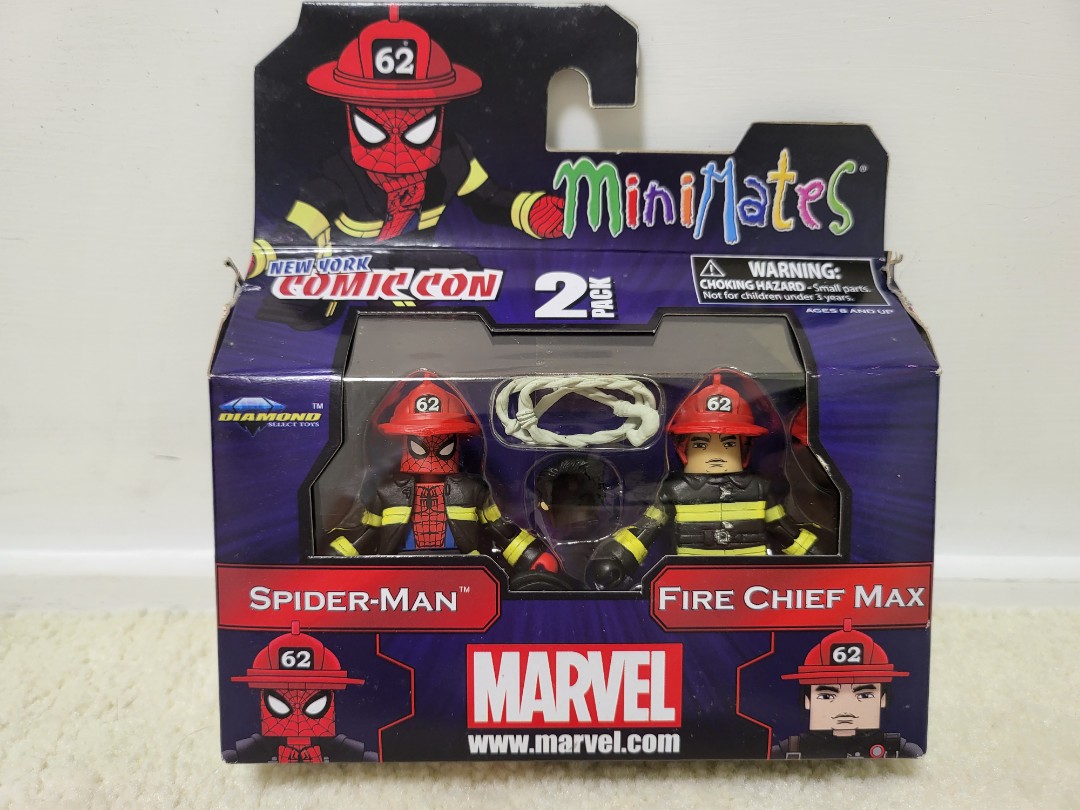 MARVEL mini mates 特別紀念版spider man & fire chief max, 興趣及遊戲, 玩具 & 遊戲類 ...