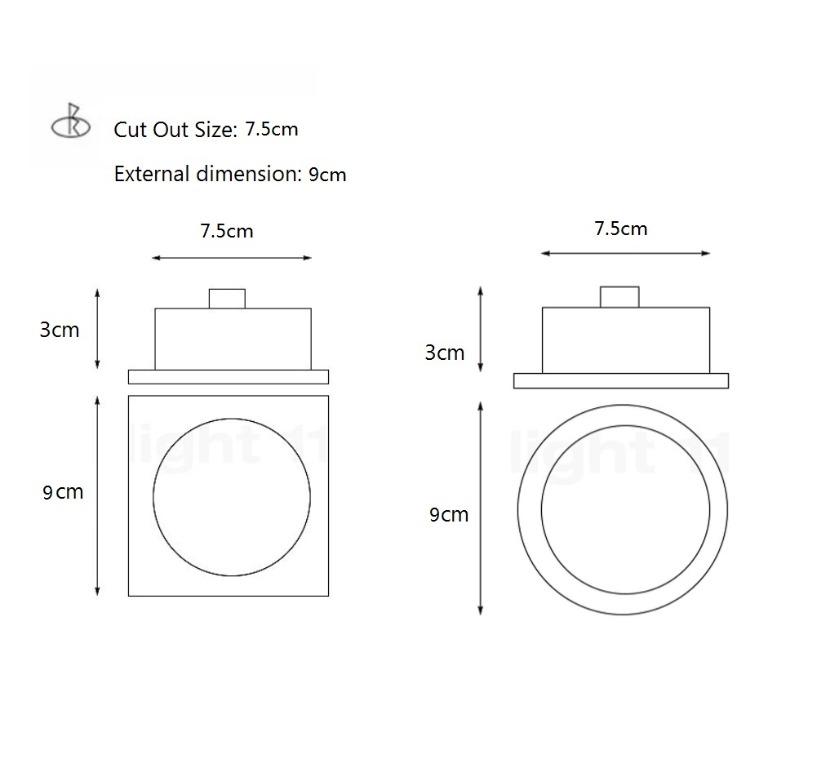 Recessed LED Spotlight Casing Black White downlight, Furniture & Home ...