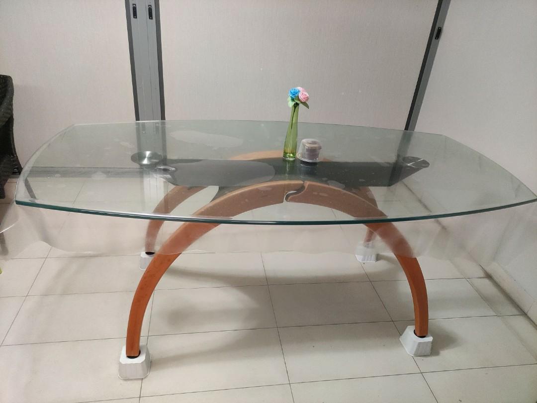 Glass Dining Table 2m x 1m, Furniture & Home Living, Furniture, Tables ...