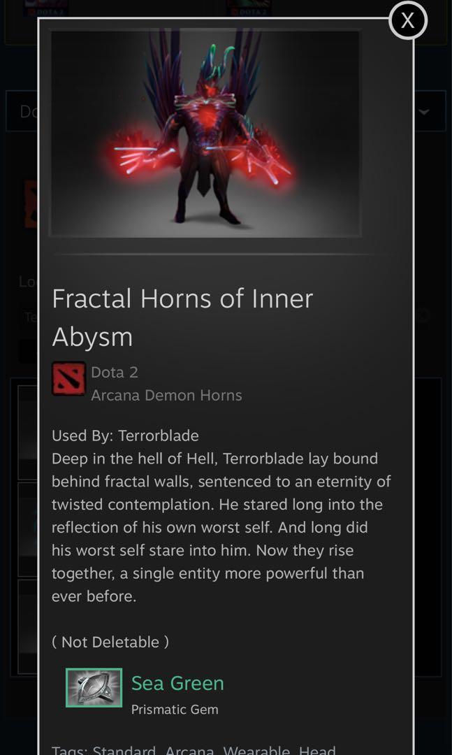 Terrorblade arcana with Sea green Prismatic gem, Video Gaming, Gaming ...