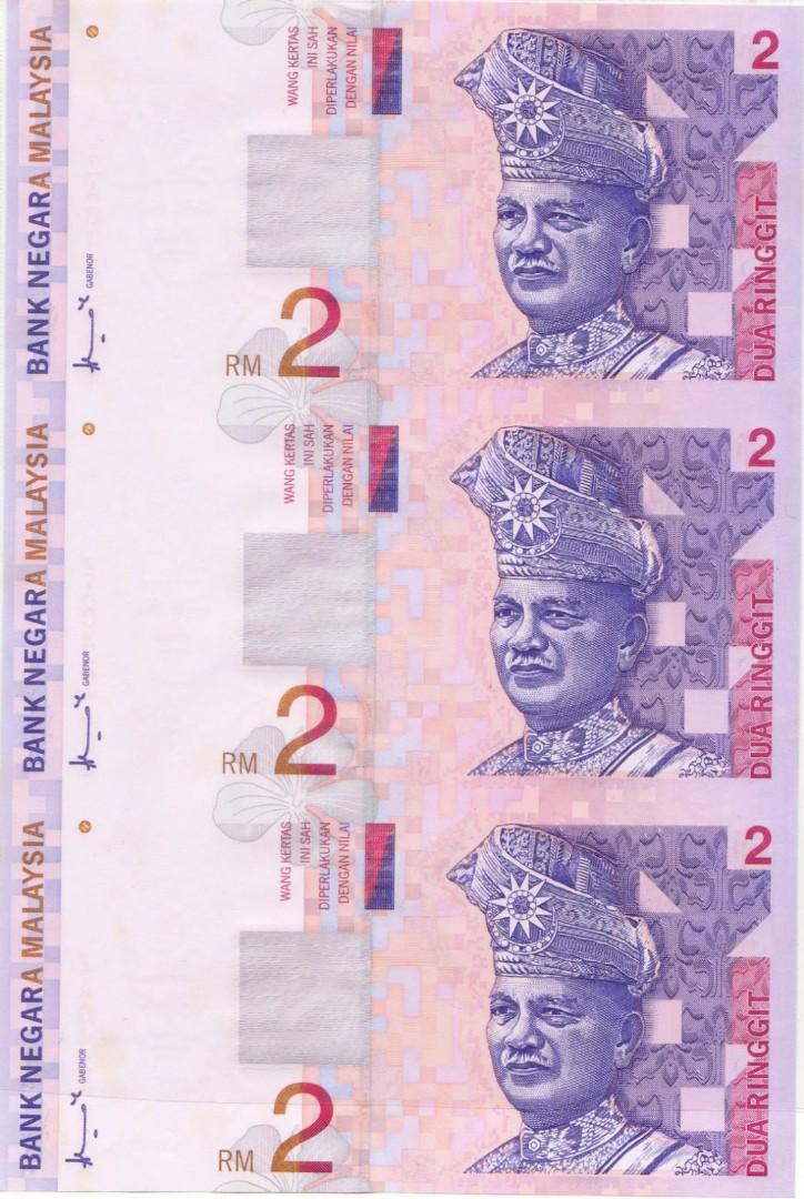 Uncut 3in1 RM 2 UNC ZA Prefix 8th Banknote No Foxing RM2 Wang Ketas ...