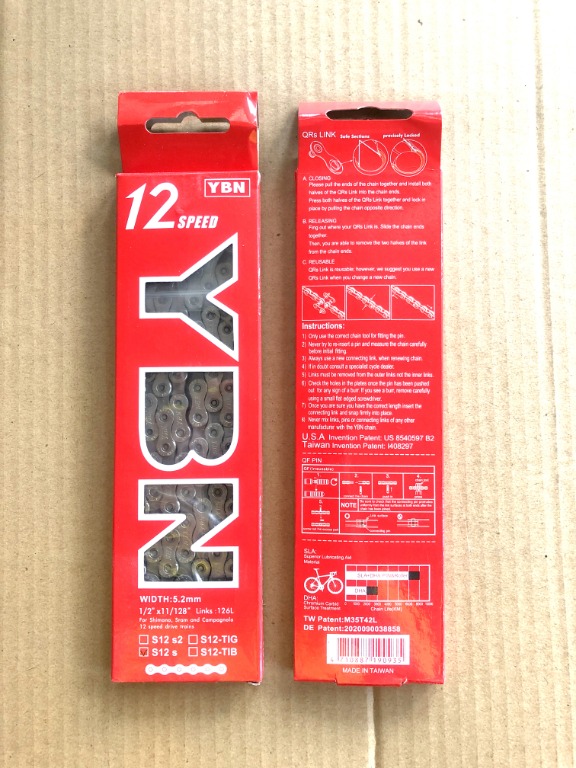 YBN 12speed chain Made in Taiwan SLA+DHA Long Life 8000km 126Link ...