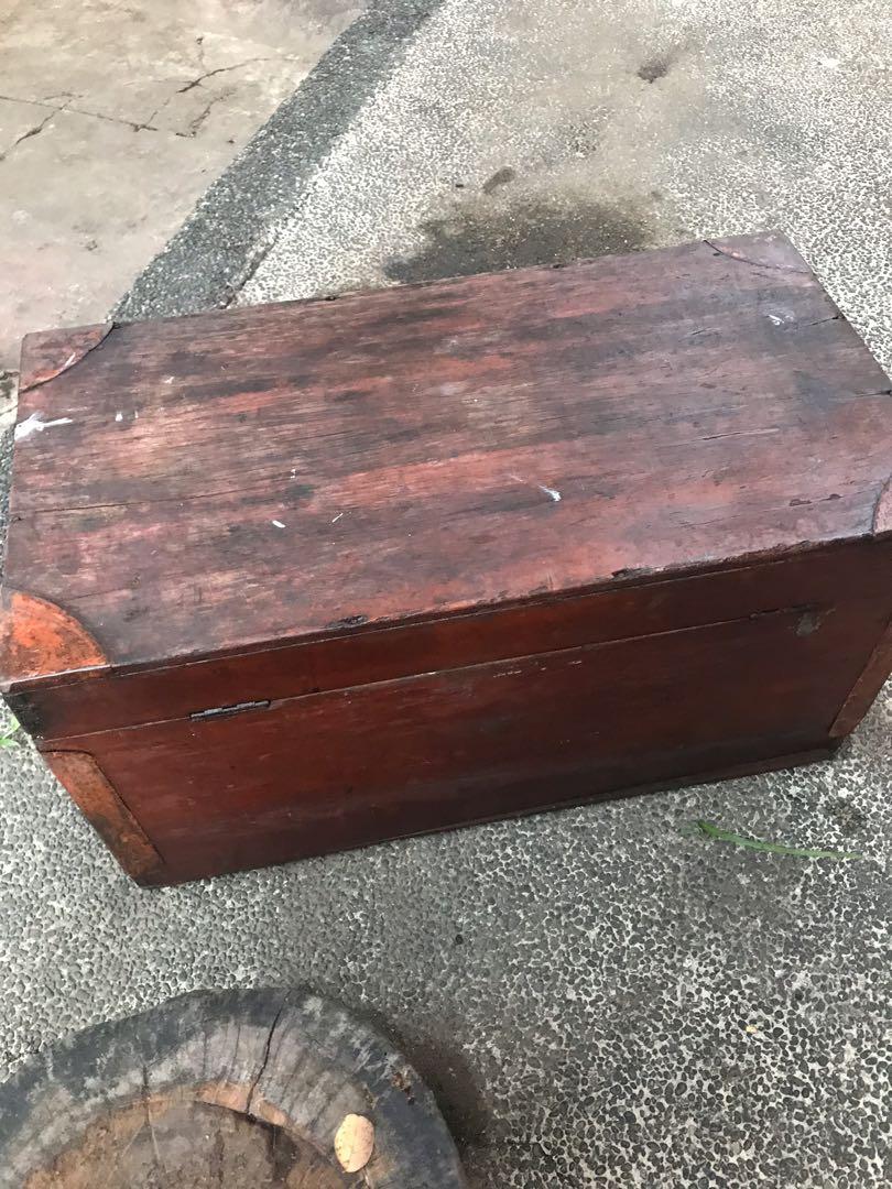 Antique Red Narra Old Baul Wood, Hobbies & Toys, Memorabilia ...