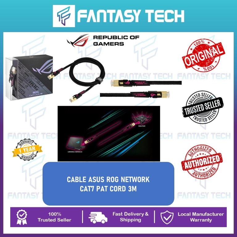 ASUS ROG CAT 7 Ethernet LAN Network Cable RJ45 (3m) 3 Meter up to ...
