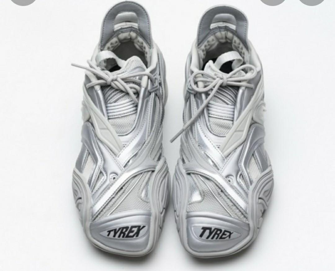 Balenciaga tyrex sneakers shoes in metallic silver grey, Women's ...