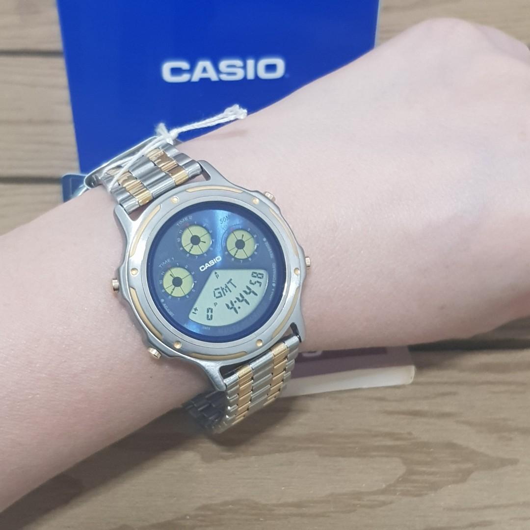 Casio men's vintage two tone classic stainless steel watch bgr-100-1 ...