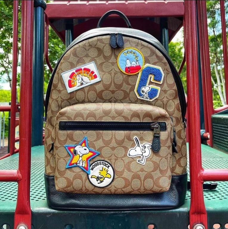 Coach Original X Peanuts West Backpack In Signature Canvas With Varsity ...