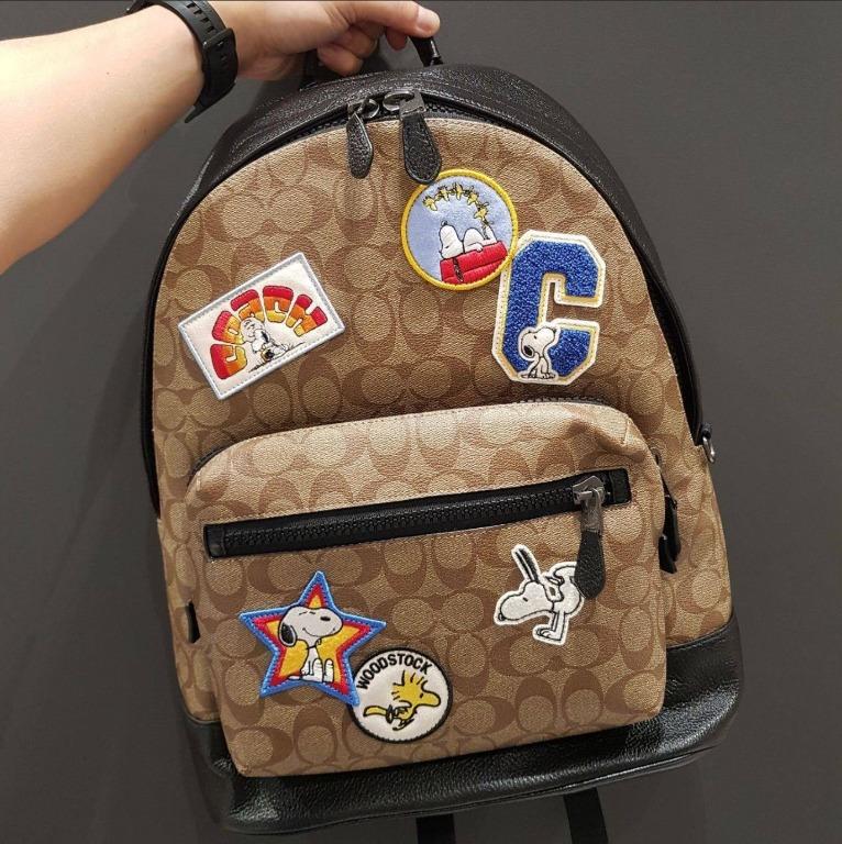 Coach Original X Peanuts West Backpack In Signature Canvas With Varsity ...