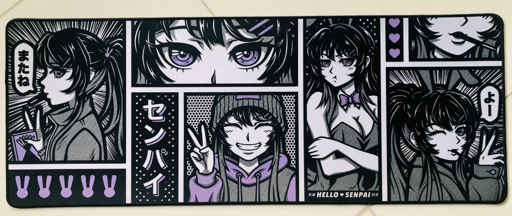 Hello Senpai Bunny Girl Senpai Black Deskmat, Computers & Tech, Parts ...