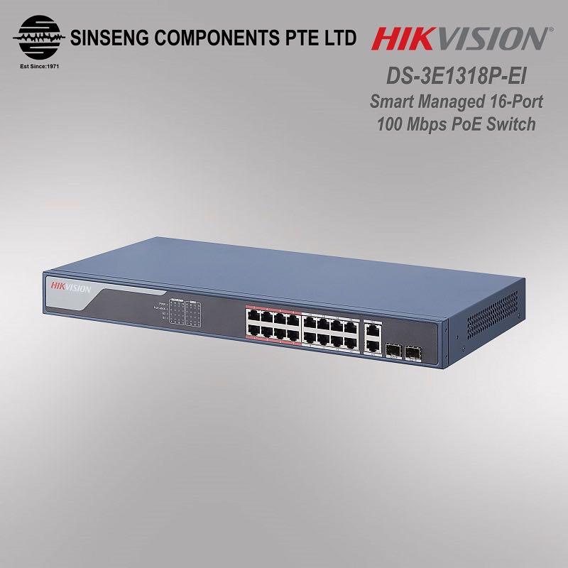 Hikvision 16 Port PoE Switch [DS-3E1318P-EI 16-ports Ethernet 100Mbps Smart Managed PoE Switch ...