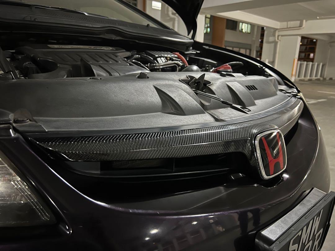 Honda civic fd spoiler top wrap grille wrap vinyl gloss carbon, Car ...