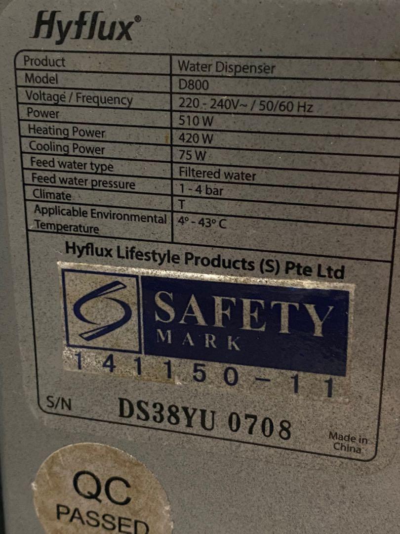 Hyflux water dispenser, TV & Home Appliances, Kitchen Appliances, Water ...
