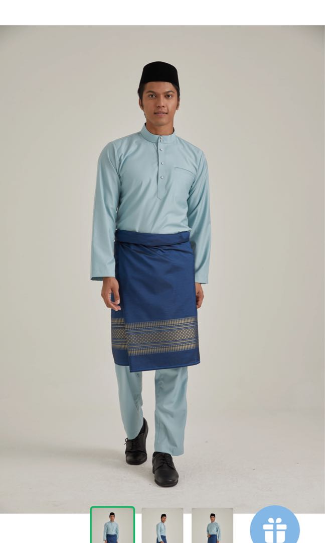 Khatam baju Melayu raya biru, Men's Fashion, Tops & Sets, Formal Shirts ...