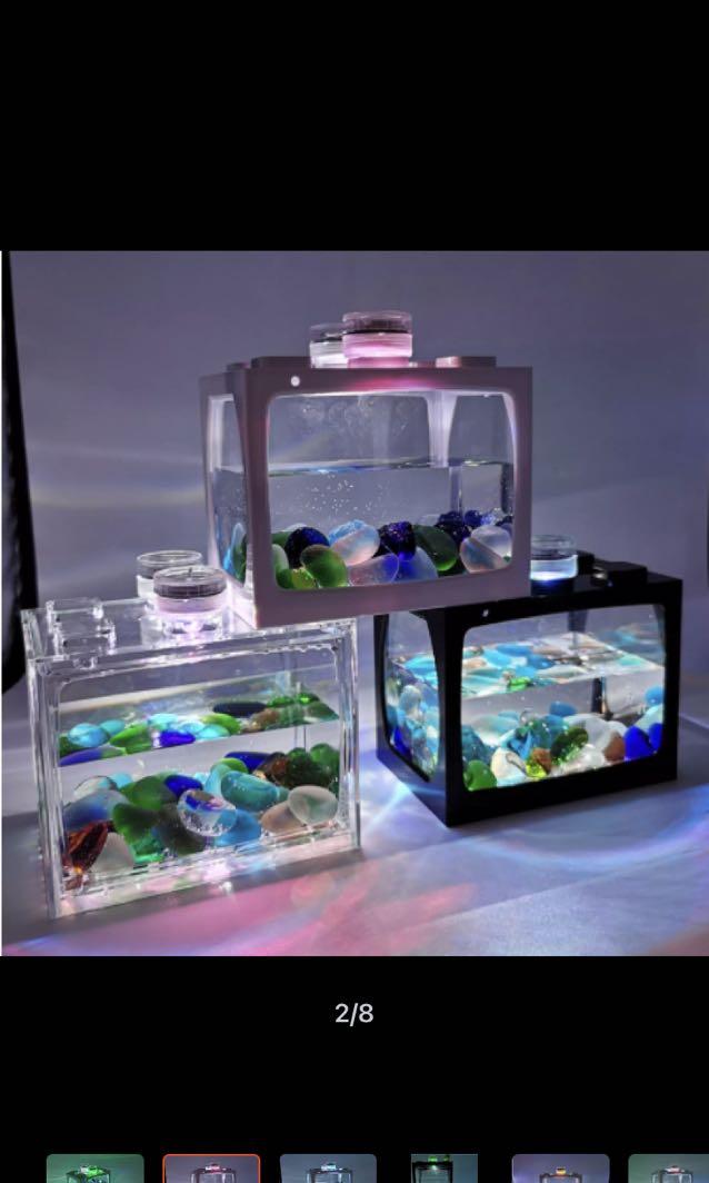 Led Betta Fish Aquarium Mini fish tank Desktop Terrarium for Small fish ...