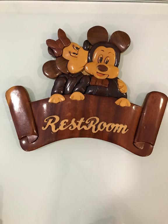 Mickey Mouse Restroom Signage, Furniture & Home Living, Bathroom ...