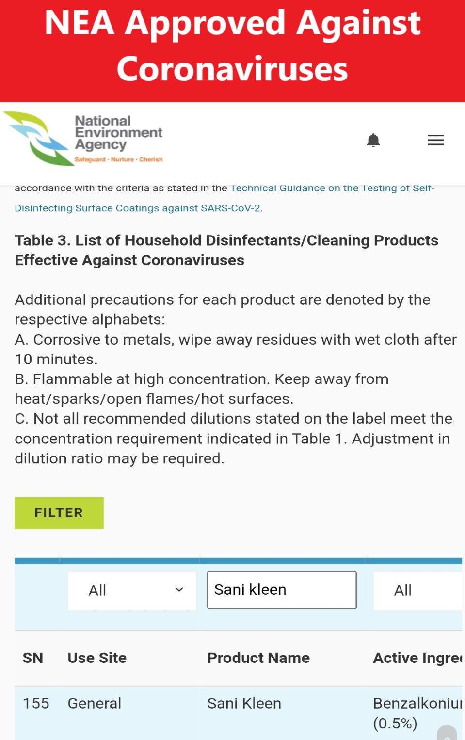 (NEA APPROVED) Disinfectant Liquid , Sani Kleen Disinfectant Liquid ...