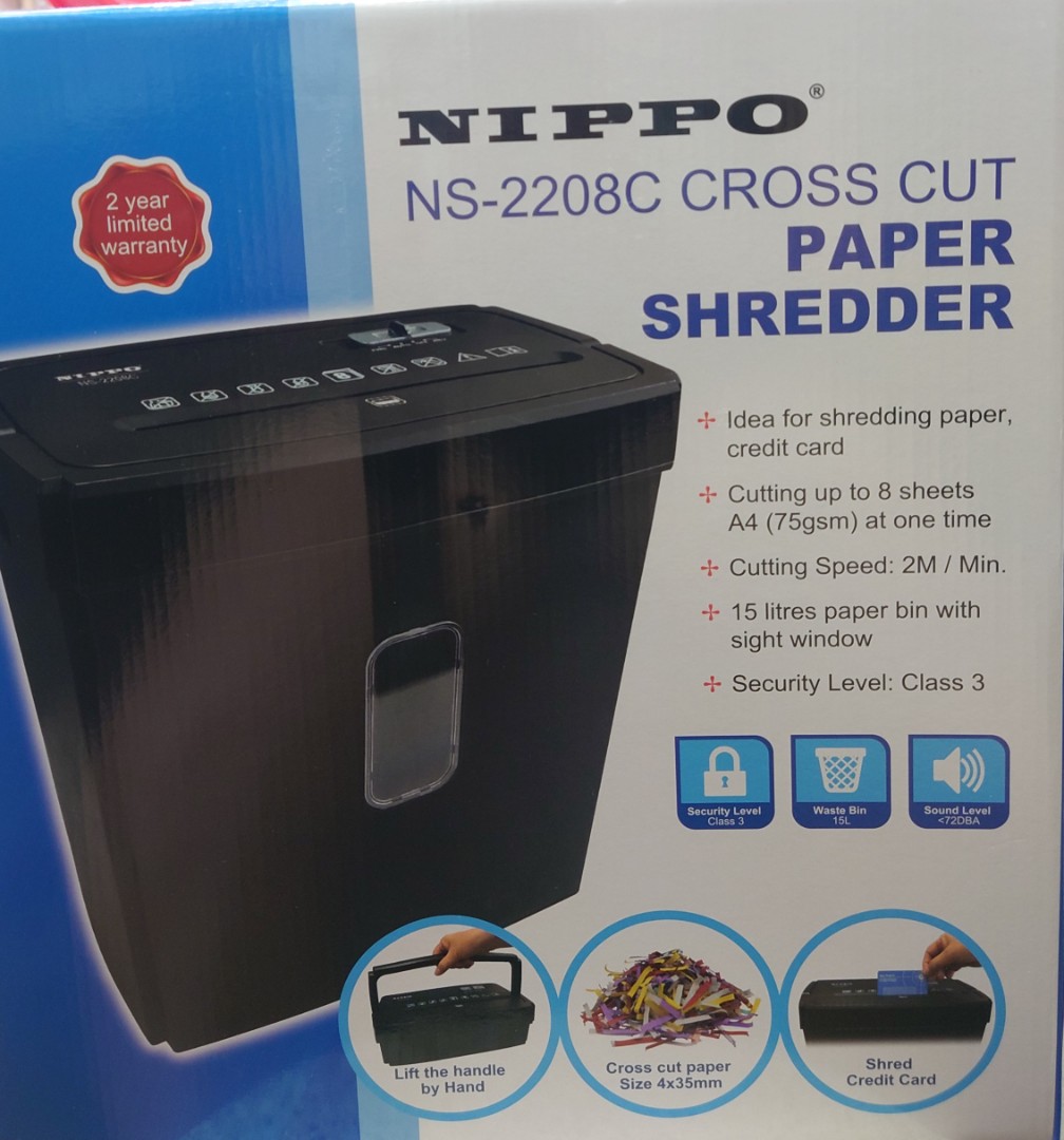 NIPPO NS-2208C paper shredder 碎紙機, 家庭電器, 其他家庭電器 - Carousell