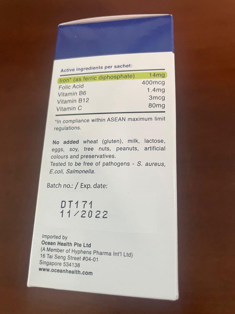 Ocean Health Fast Absorb Iron Energy Formula 28s, Health & Nutrition ...