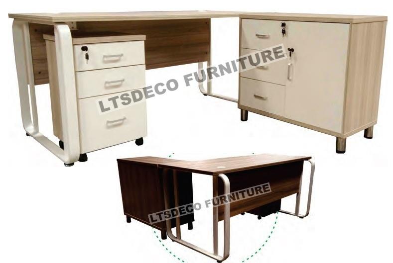 office tables, freestanding table with side drawers, L-shape executive ...