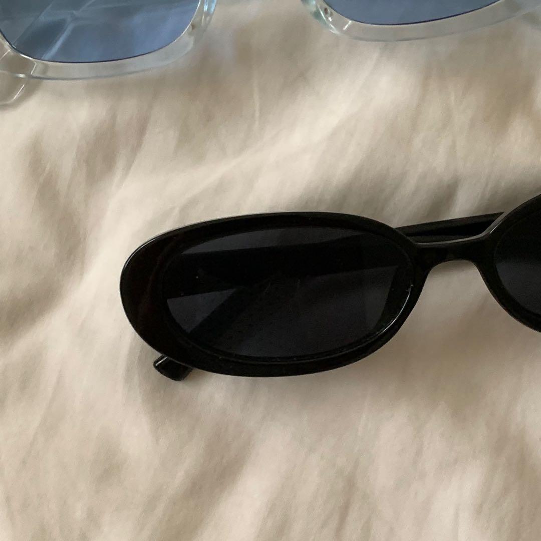 Retro Sunnies (Blue Tint Rectangular and Black Tint Oval), Women's ...
