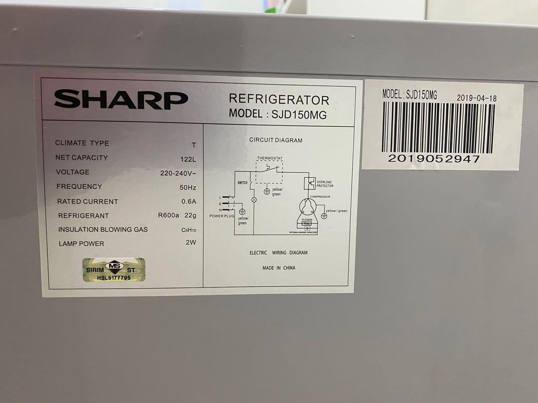 Sharp Mini-Fridge: 122l, TV & Home Appliances, Kitchen Appliances ...