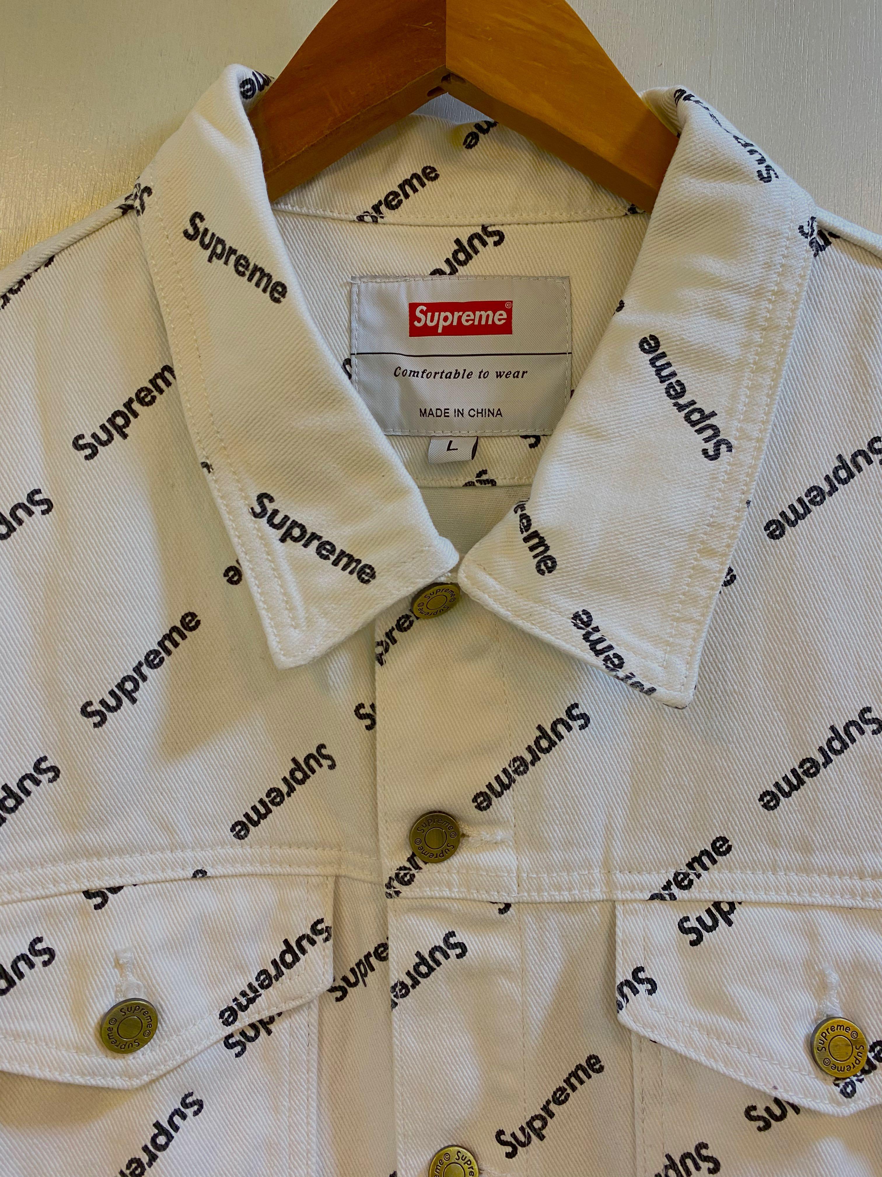 Supreme White Denim jacket, Men's Fashion, Tops & Sets, Formal Shirts ...