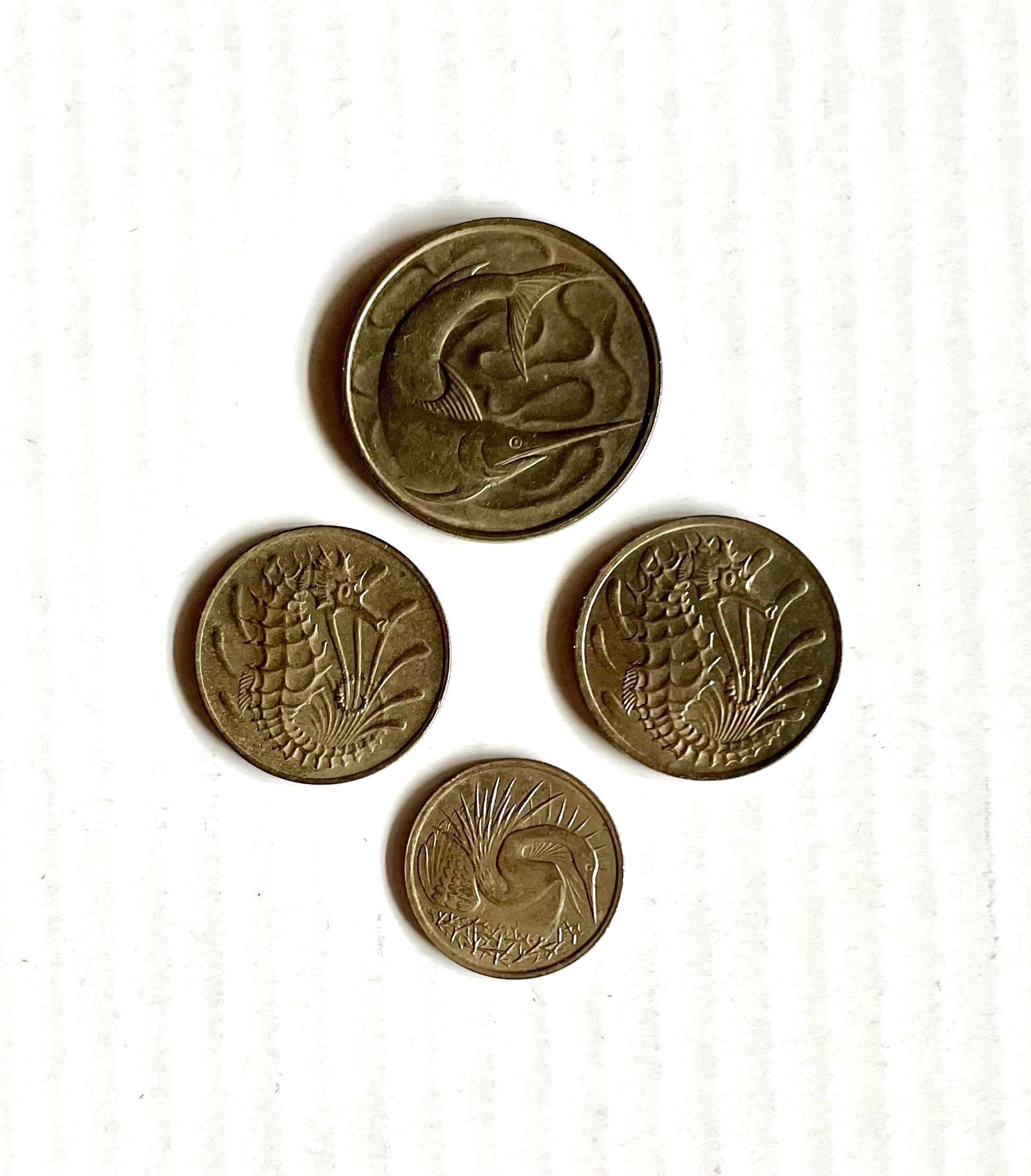 Vintage Singapore 1st Series Coin - 20-cent, 10-cent, 5-cent coin ...