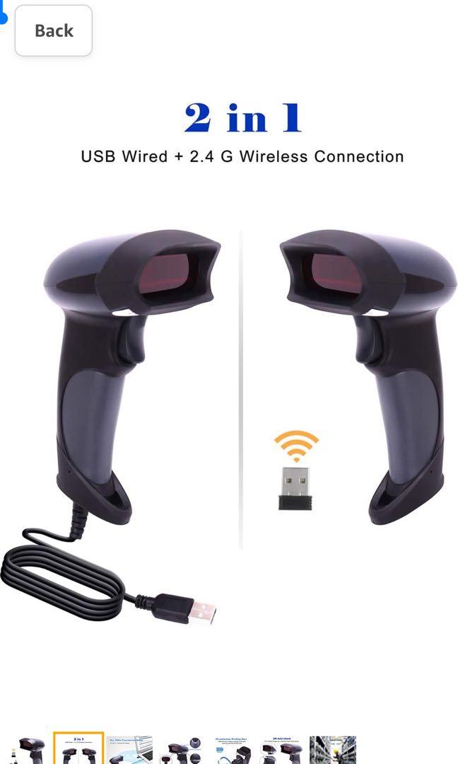 Wireless Handheld Barcode Scanner BEVA 2-in-1 Wired Bar Code Reader 2 ...