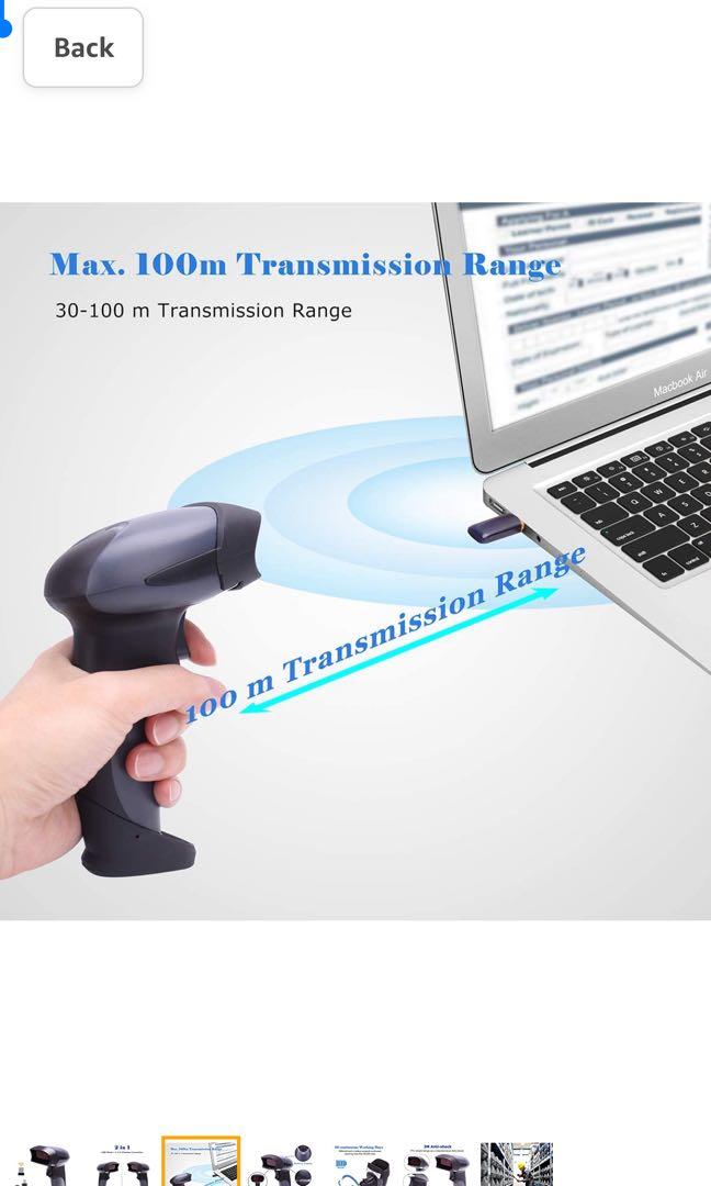Wireless Handheld Barcode Scanner BEVA 2-in-1 Wired Bar Code Reader 2 ...