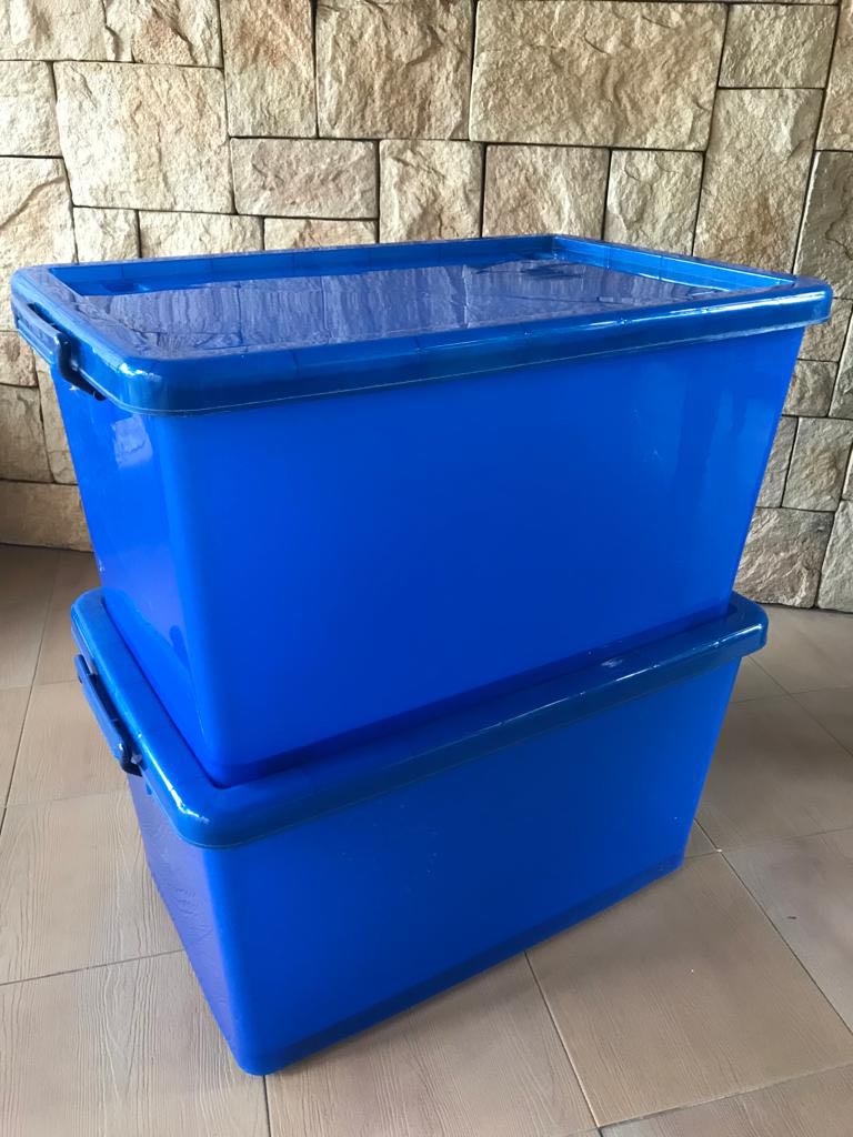 100L Storage Box with Lid & Wheels, Furniture & Home Living, Home ...
