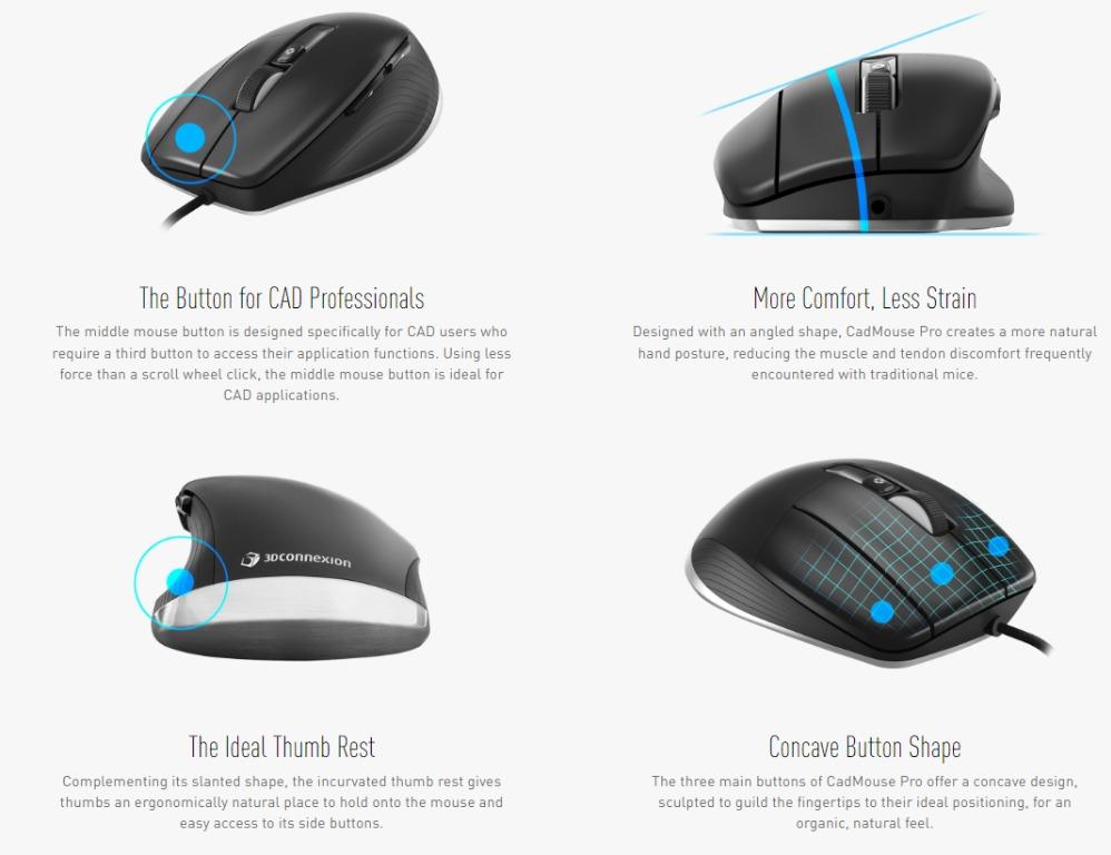 3Dconnexion CadMouse Pro Professional Mouse Autocad 3dmax Solidworks ...
