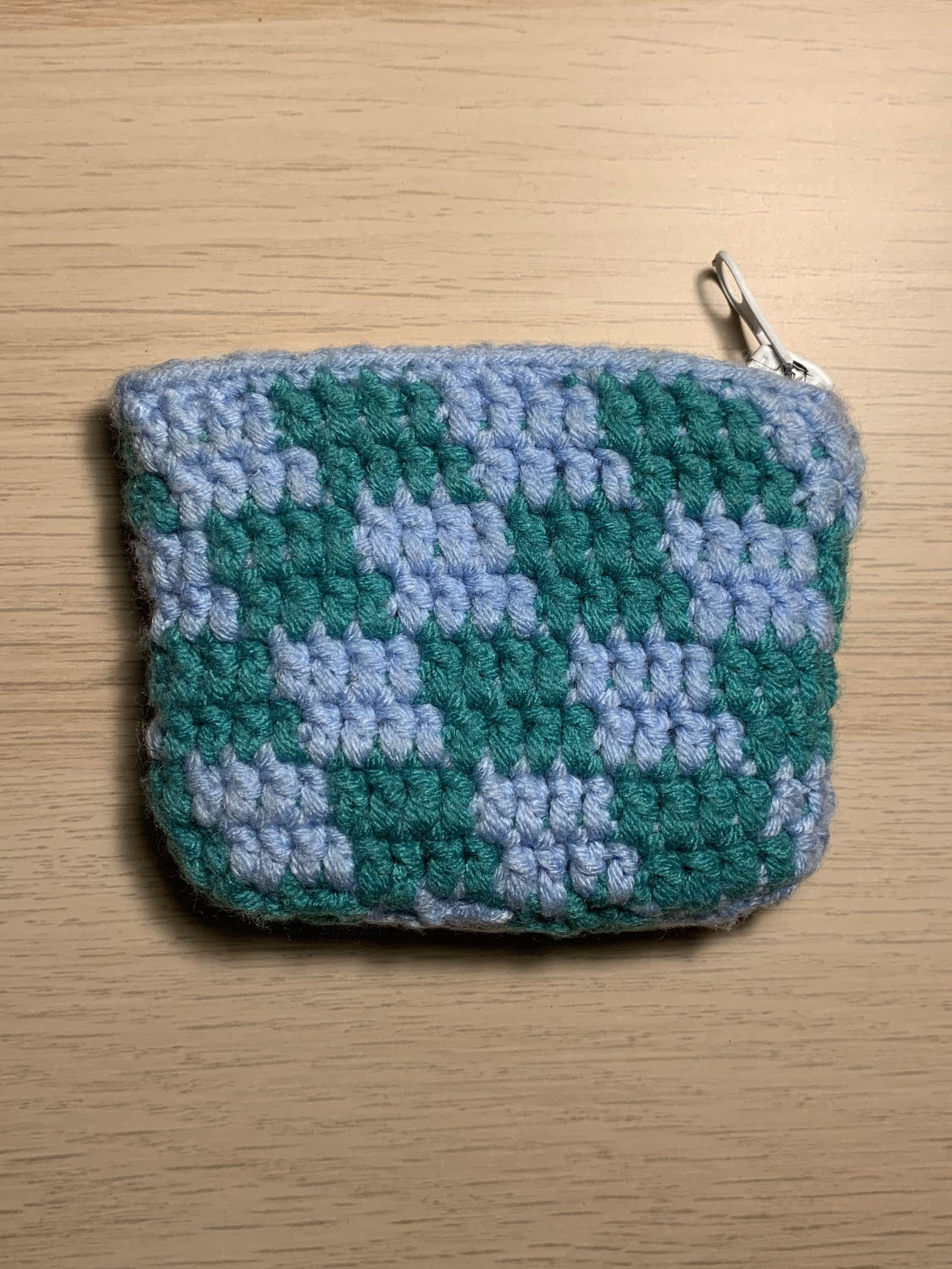 Crochet checkered coin purse, Luxury, Bags & Wallets on Carousell
