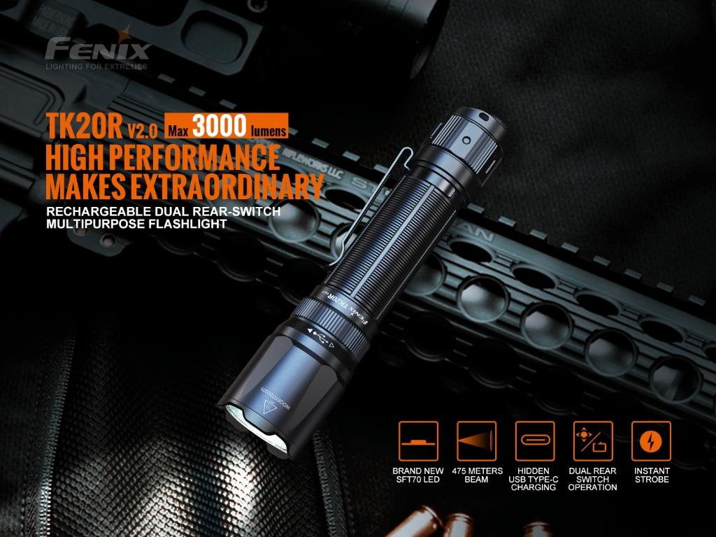 Fenix TK20R V2 Tactical Flashlight_3,000 Lumens_475 Meters Throw ...