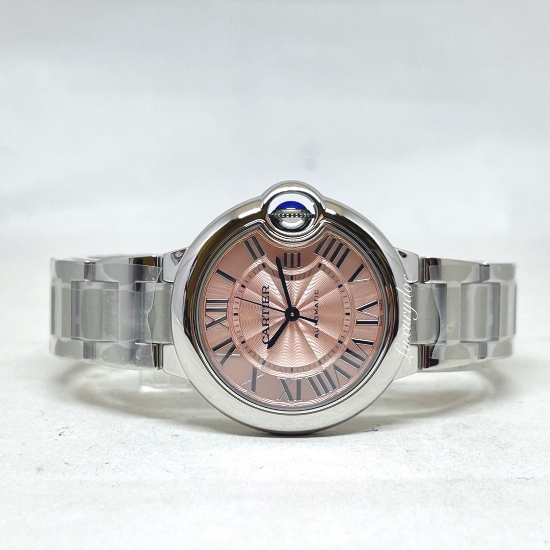 FS.BNIB CARTIER BALLON BLEU DE CARTIER AUTOMATIC PINK DIAL BRACELET ...