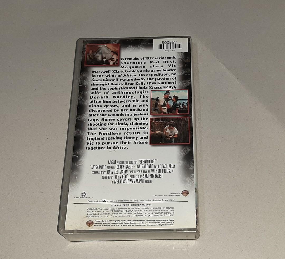 Mogambo Clark Gable Ava Gardner Grace Kelly Collectible VHS Tape ...