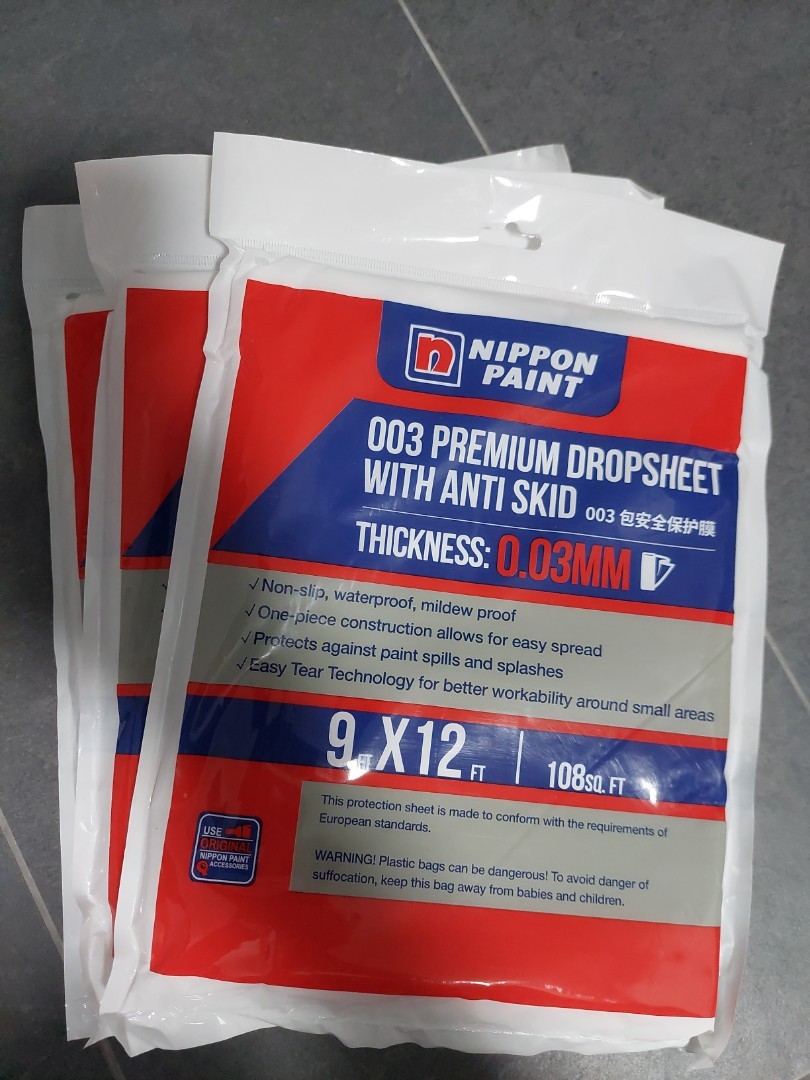 Nippon Paint Dropsheet with Anti Skid, Furniture & Home Living, Home ...
