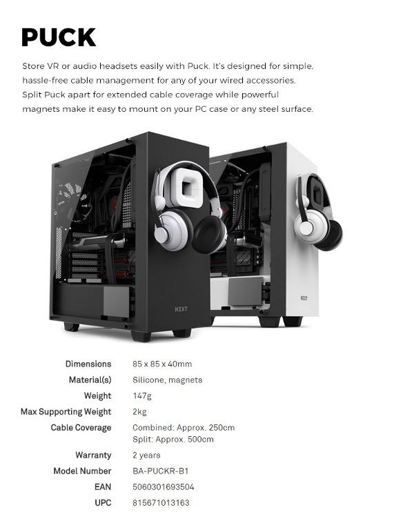 [READ DESCRIPTIONS] NZXT PUCK Cable Management and Headphones/Headset ...