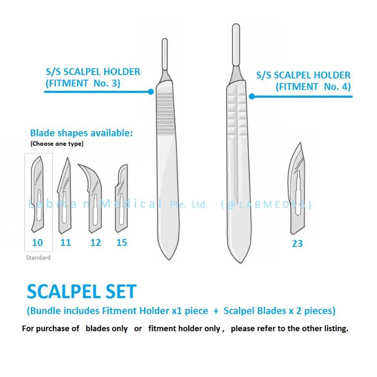 SCALPEL BUNDLE, Set includes scalpel holder + 2 pieces blade (Fitment 3 ...
