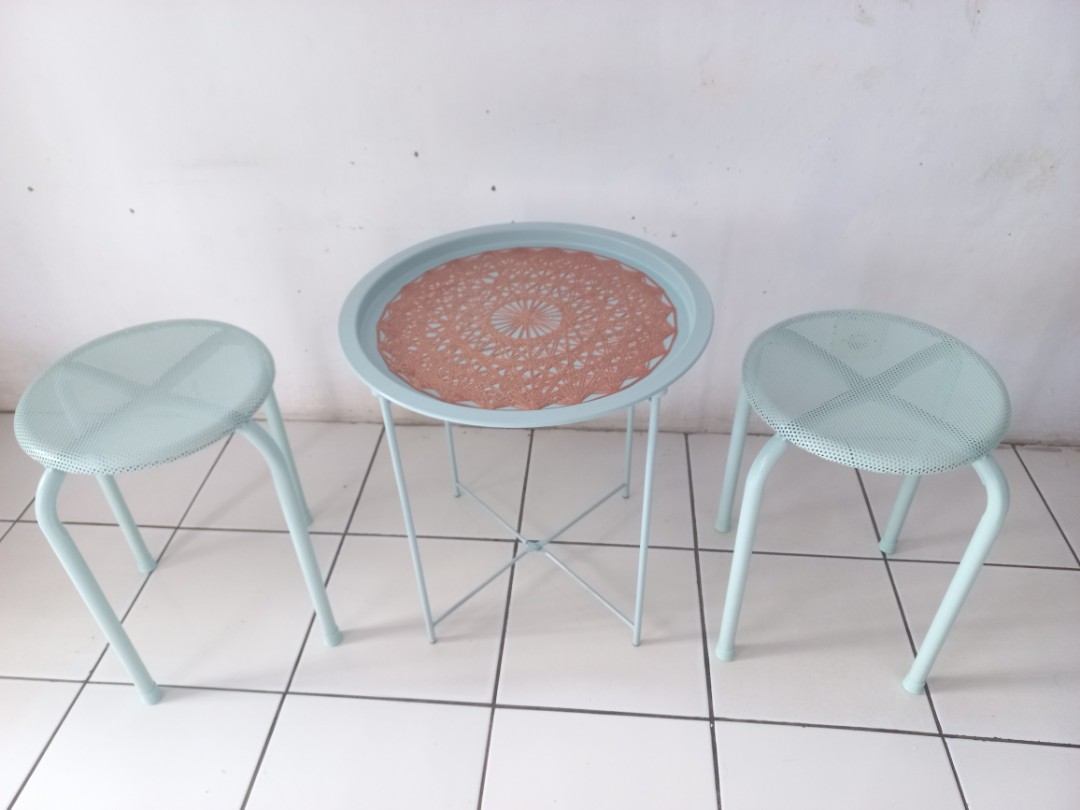 Set meja besi Informa, Perabotan Rumah di Carousell