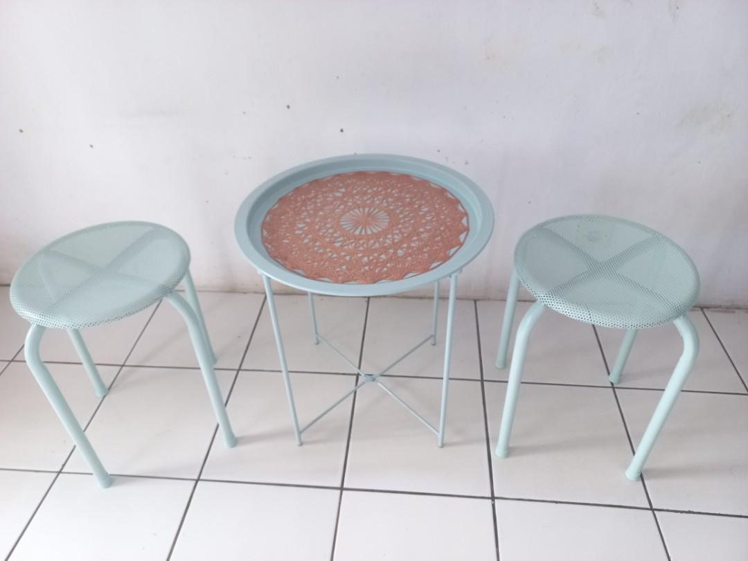 Set meja besi Informa, Perabotan Rumah di Carousell
