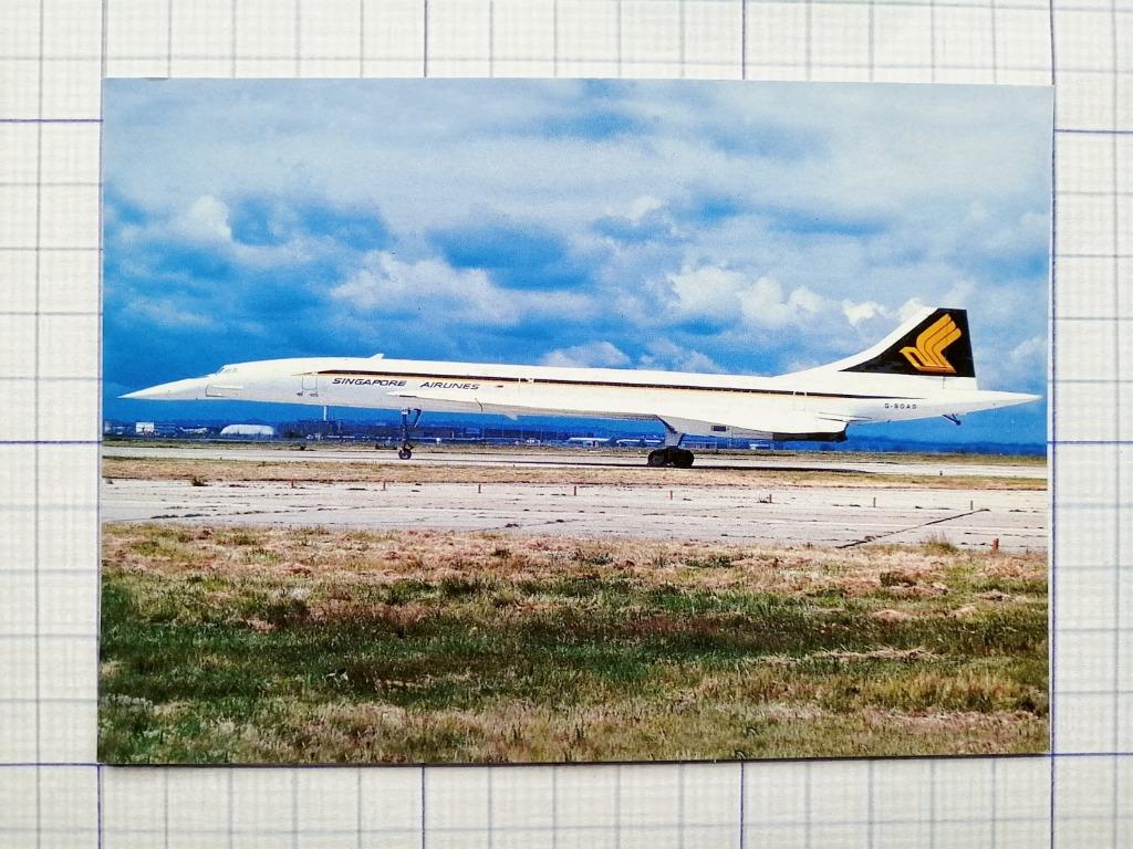 SIA Concorde Airplane taking off on runway. Limited Edition Postcard ...